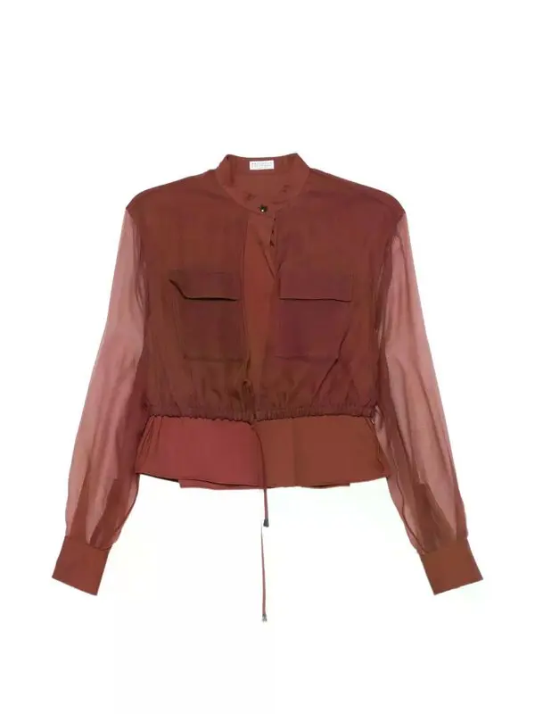 Brunello Cucinelli Sheer-sleeve Drawstring Shirt - Red