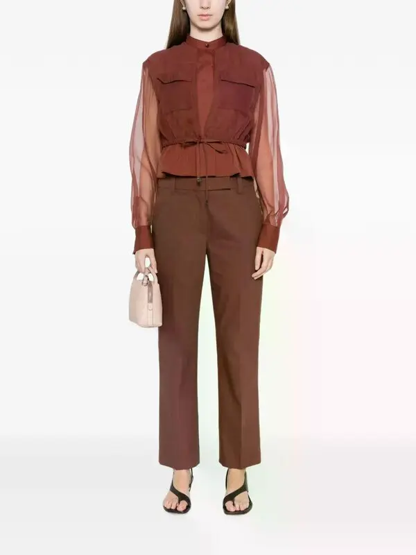 Brunello Cucinelli Sheer-sleeve Drawstring Shirt