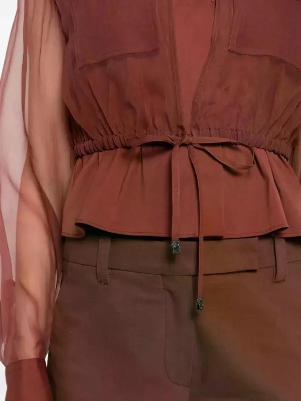 Brunello Cucinelli Sheer-sleeve Drawstring Shirt