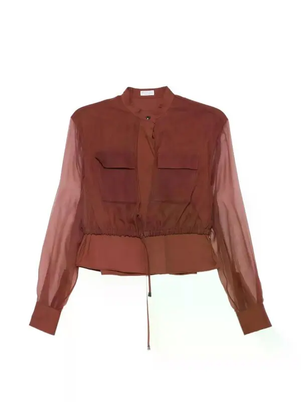 Brunello Cucinelli Sheer-sleeve Drawstring Shirt - Red