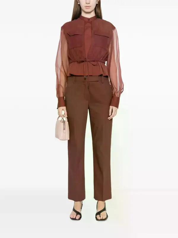 Brunello Cucinelli Sheer-sleeve Drawstring Shirt