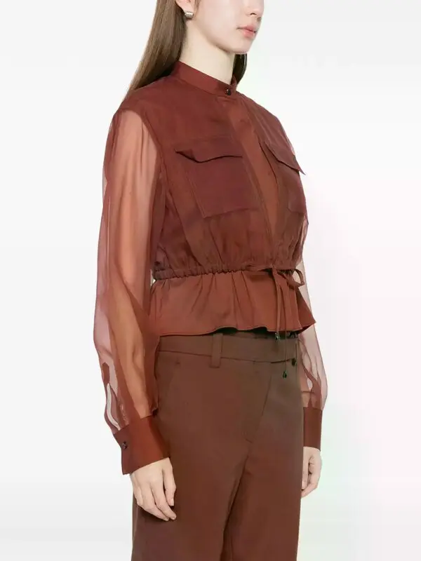 Brunello Cucinelli Sheer-sleeve Drawstring Shirt