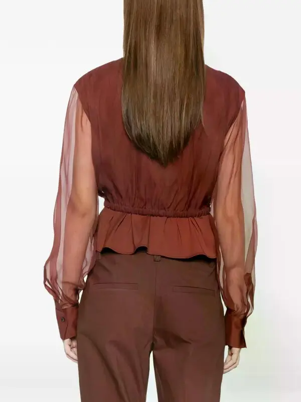Brunello Cucinelli Sheer-sleeve Drawstring Shirt