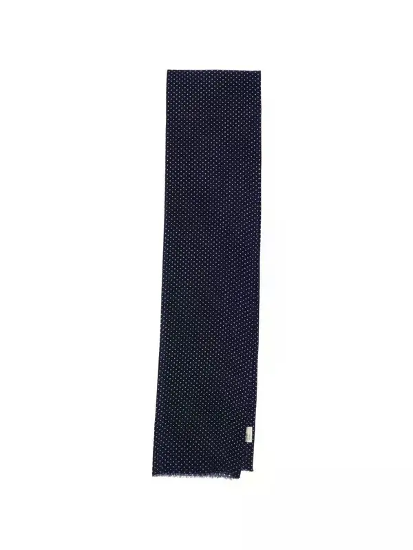 Destin Polka-dot Frayed-edge Scarf - Blue