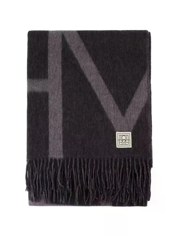 TOTEME Monogram Wool Scarf - Grey