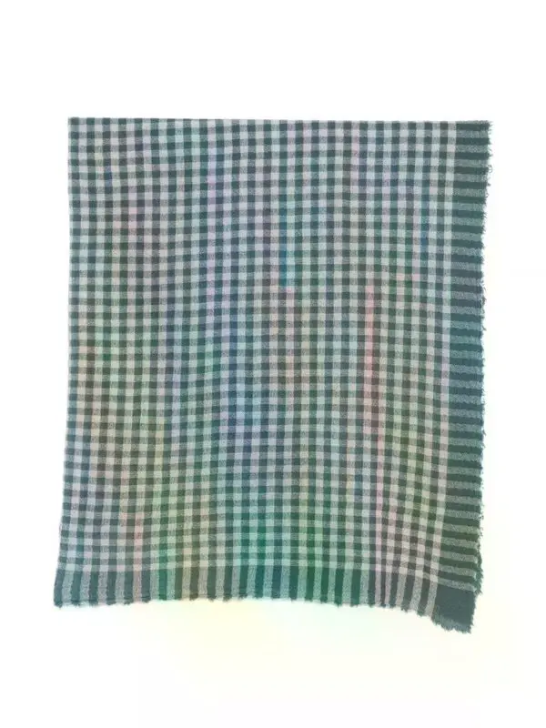 Apuntob Checked Fringed Scarf - Blue