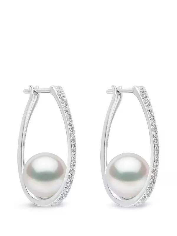 Yoko London Glitz South Sea Pearl And Diamond Hoop Earrings - Silver
