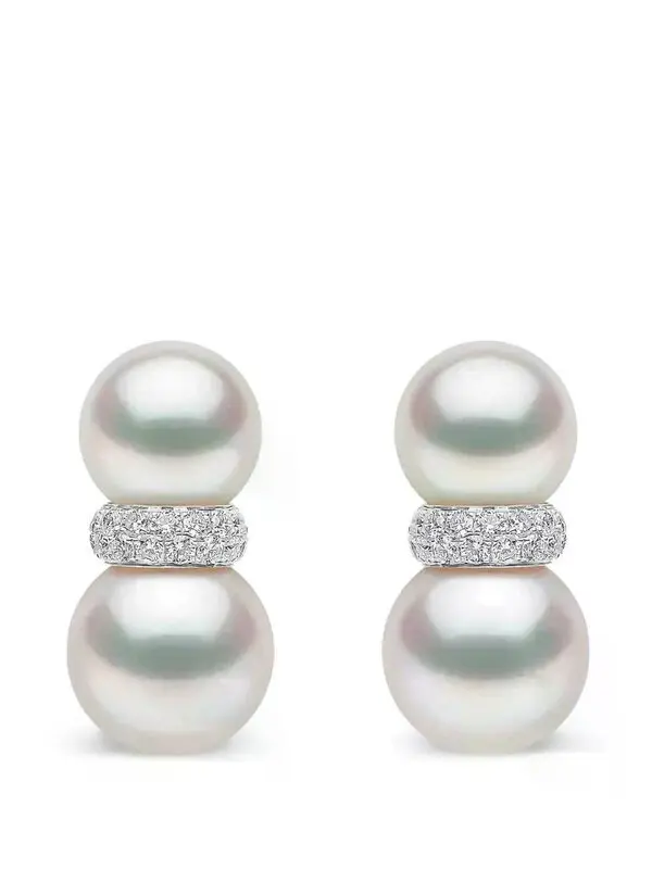 Yoko London Glitz Akoya Pearl And Diamond Earrings - Silver