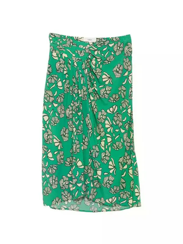 Ba&sh Annie Floral-print Draped Midi Skirt