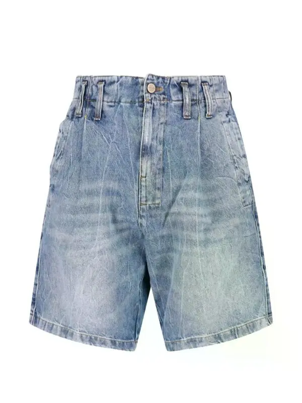 CULTURA Faded Pleated Denim Shorts