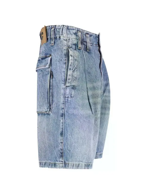 CULTURA Faded Pleated Denim Shorts