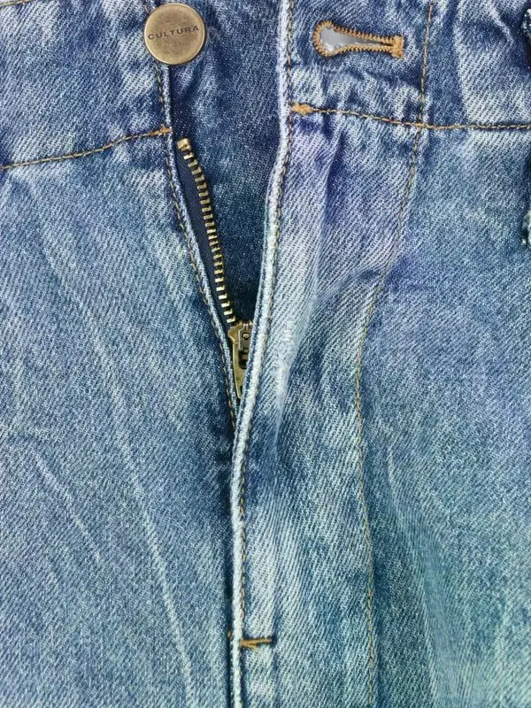 CULTURA Faded Pleated Denim Shorts