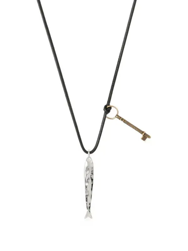 Givenchy Lucky Charms Necklace In Leather And Metal - Silver