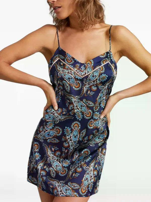 AUBADE Silk Night Paisley-print Nightdress - Blue