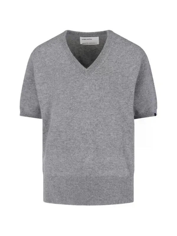 Extreme Cashmere Nº 490 Martina V-neck Short-sleeve Sweater - Grey