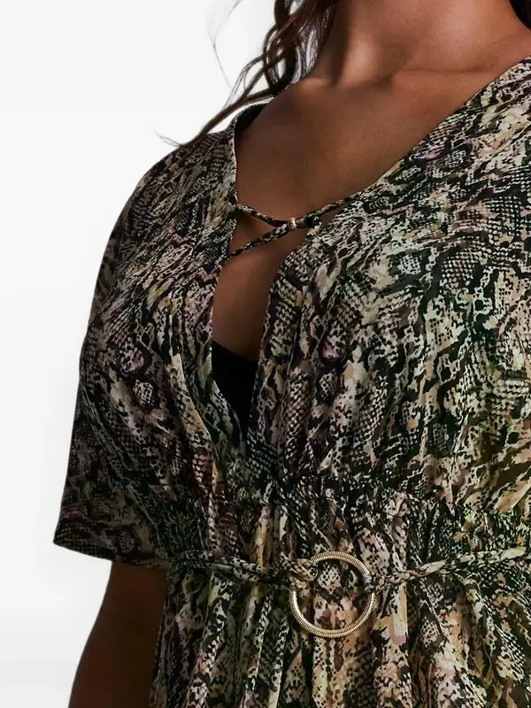 AUBADE Snake-print Belted Dress