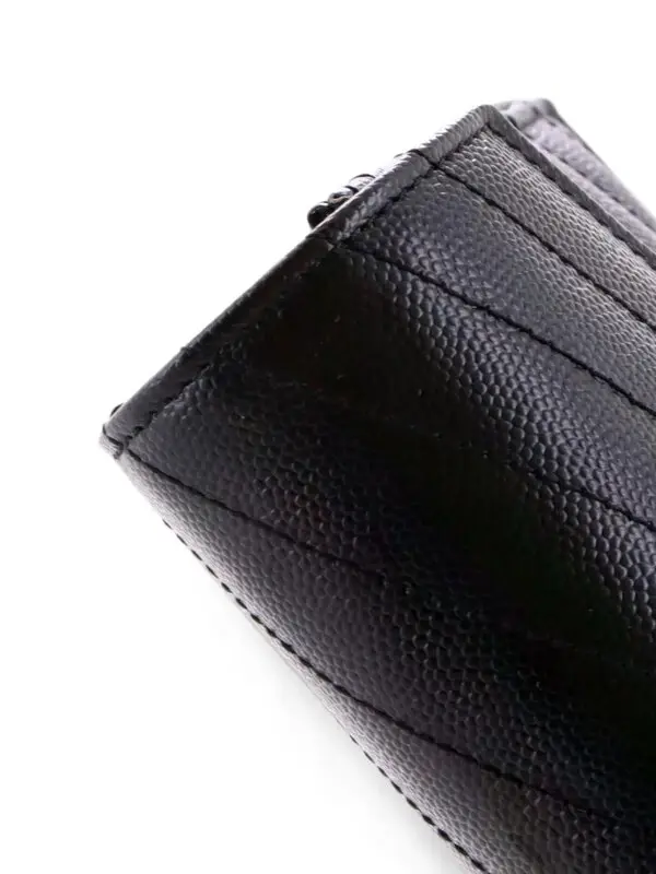 Saint Laurent Classic Monogram Wallet On Chain Matelasse Chevron Leather Small Crossbody Bag - Black