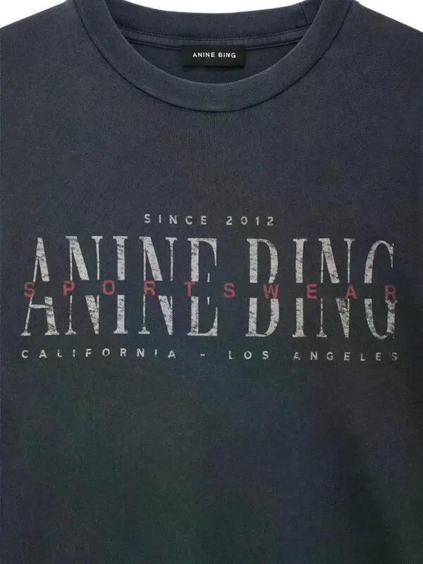 ANINE BING Cade T-shirt Sport Club Washed Black - Grey
