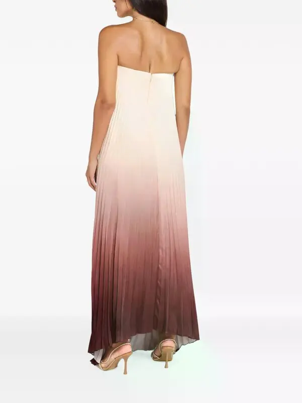 L'IDEE Pleated Ombré-effect Maxi Dress