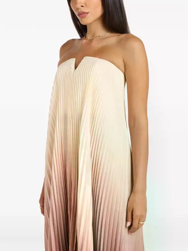 L'IDEE Pleated Ombré-effect Maxi Dress