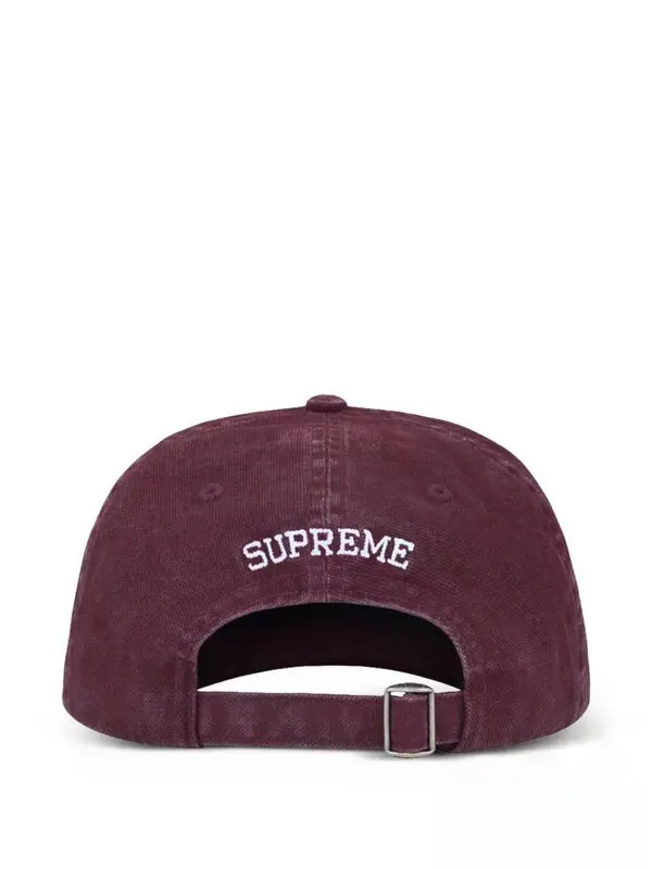 Supreme S Logo Washed Canvas Baseball Cap - Red