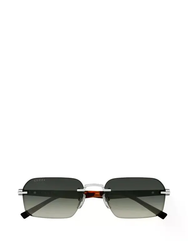 Gucci Interlocking G Rimless Rectabgle-frame Sunglasses - Silver
