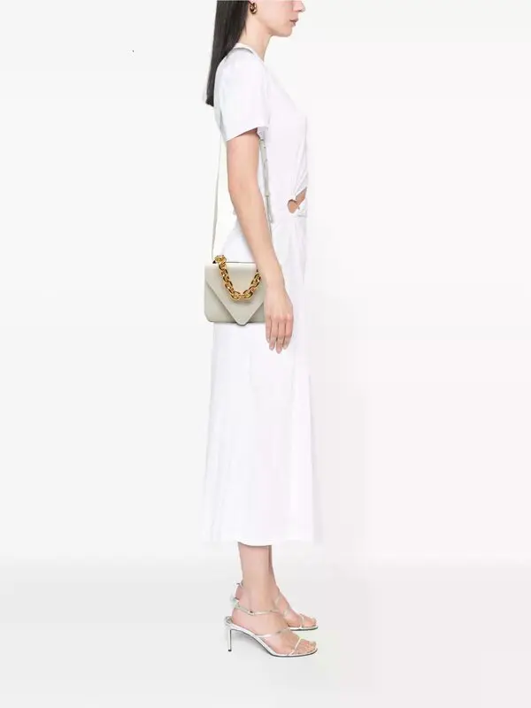 Bottega Veneta 2012-2026 Small Leather Mount Envelope Chain Bag Satchel - White