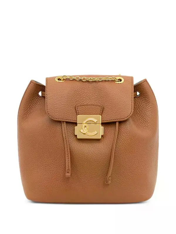 COCCINELLE Small C-me Logo-plaque Drawstring Backpack - Brown