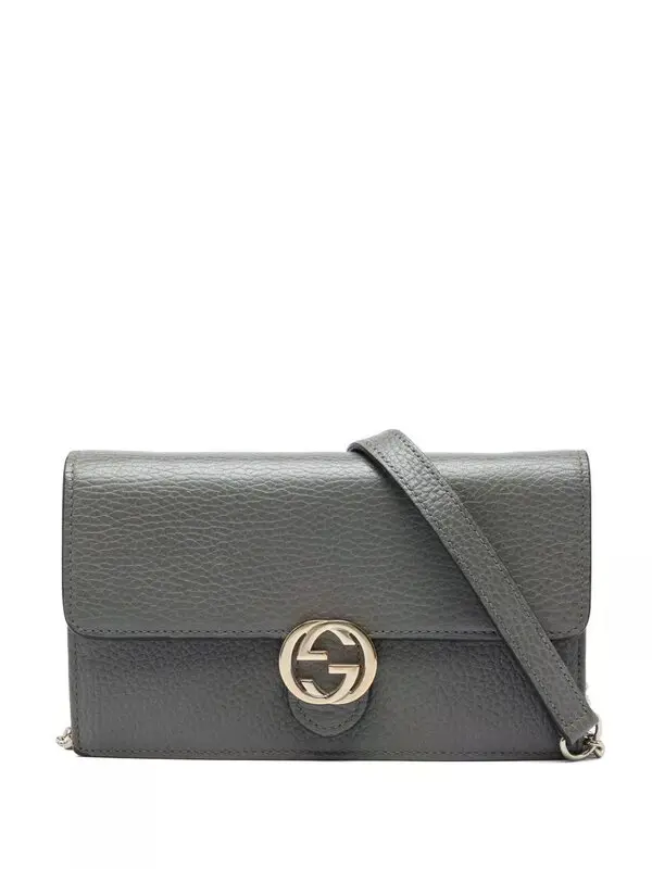 Gucci 2000-2015 Dollar Calfskin Interlocking G Wallet On Chain Crossbody Bag - Grey