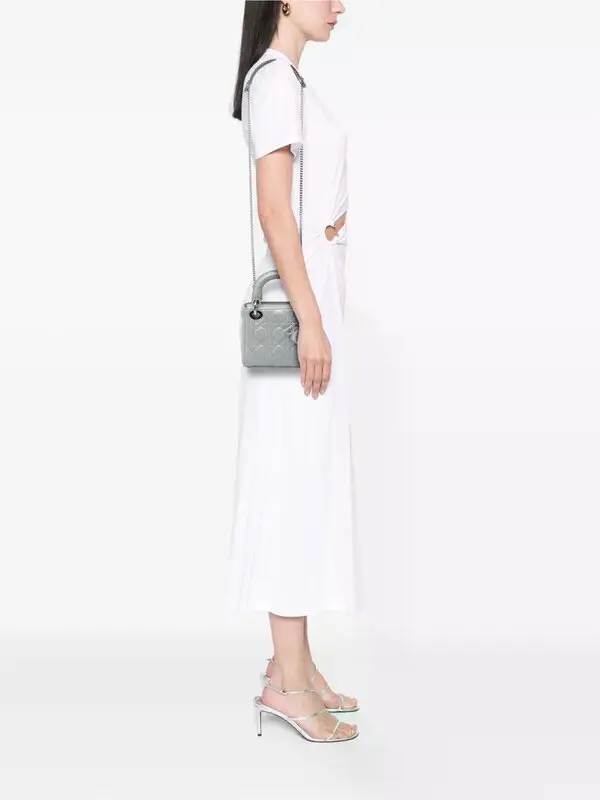 Dior 2015 Mini Iridescent Lambskin Cannage Lady Satchel - Silver