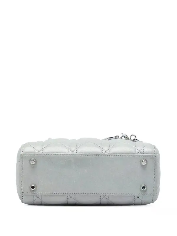 Dior 2015 Mini Iridescent Lambskin Cannage Lady Satchel - Silver