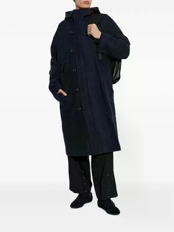 Yohji Yamamoto Hooded Wool-blend Coat