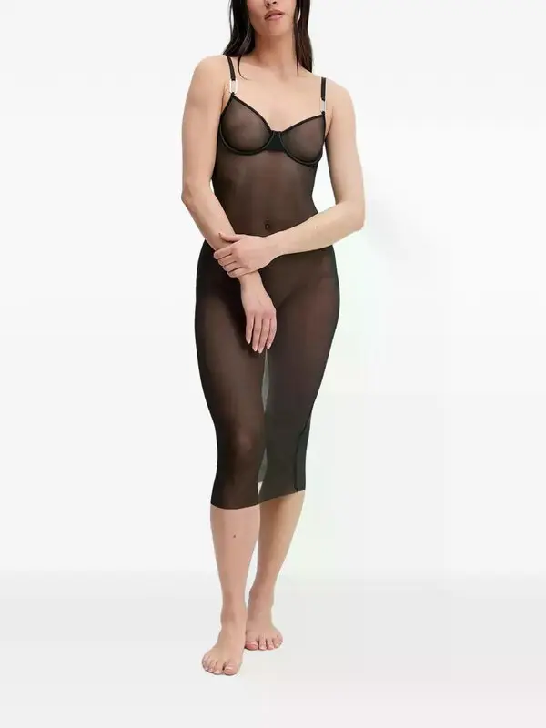 ZHILYOVA Adjustable-strap Sheer Nightgown - Black