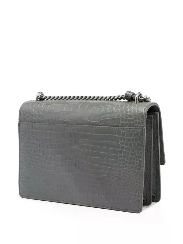 Saint Laurent 2017 Medium Croc Embossed Leather Monogram Sunset Crossbody Bag
