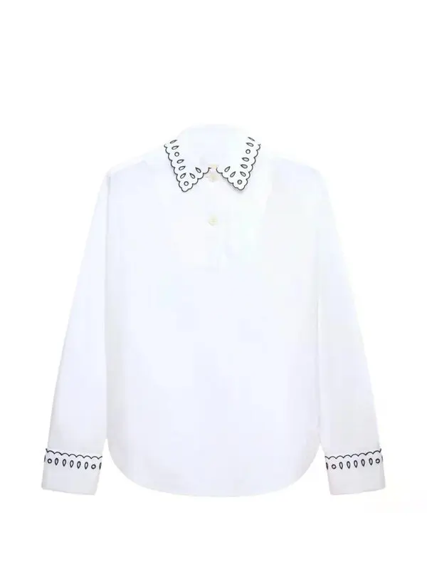 Marni Poplin Half-button Shirt With Broderie Anglaise