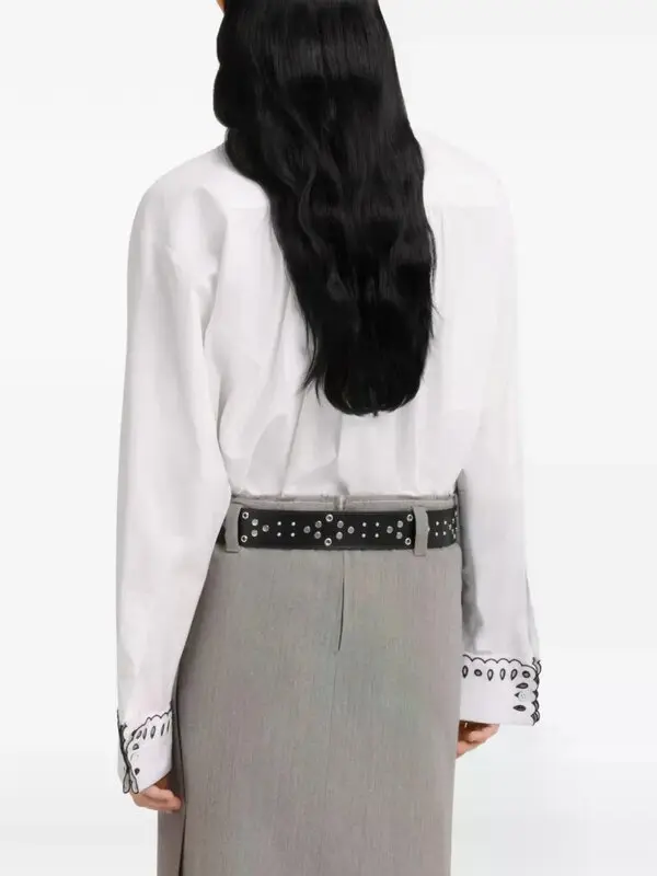 Marni Poplin Half-button Shirt With Broderie Anglaise
