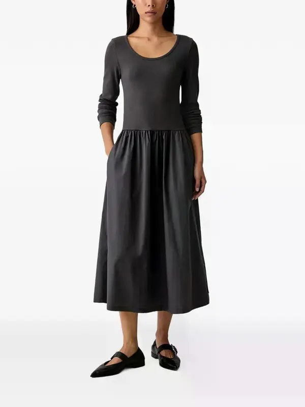 Marc O'polo Ribbed-knit Panelled Midi Dress - Grey