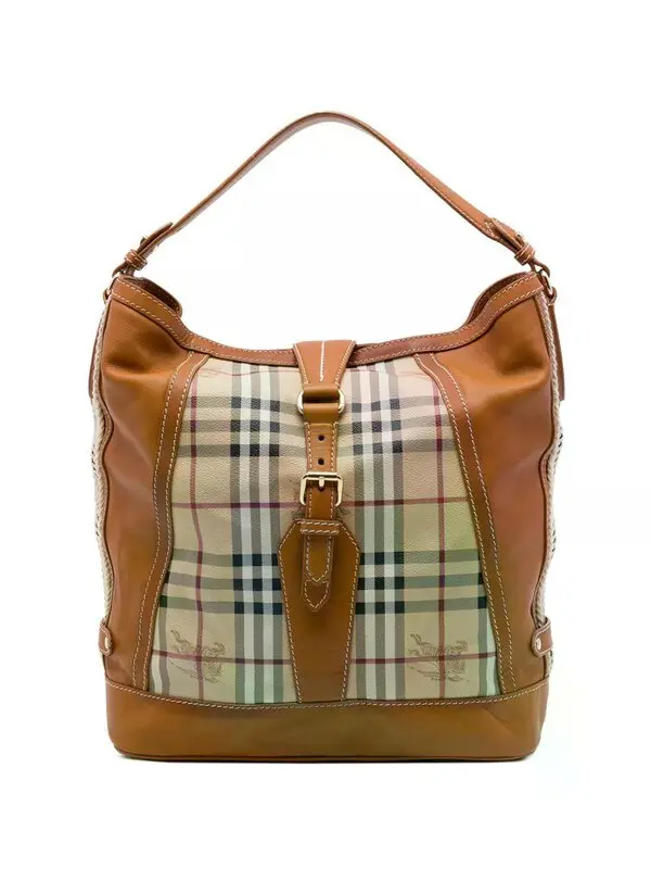Burberry 2000-2017 Haymarket Check Coated Canvas And Calfskin Bucket Bag - Neutrals