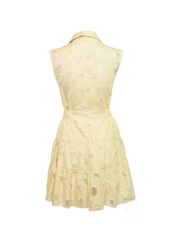 Sandro Floral-embroidered Tie-waist Mini Dress