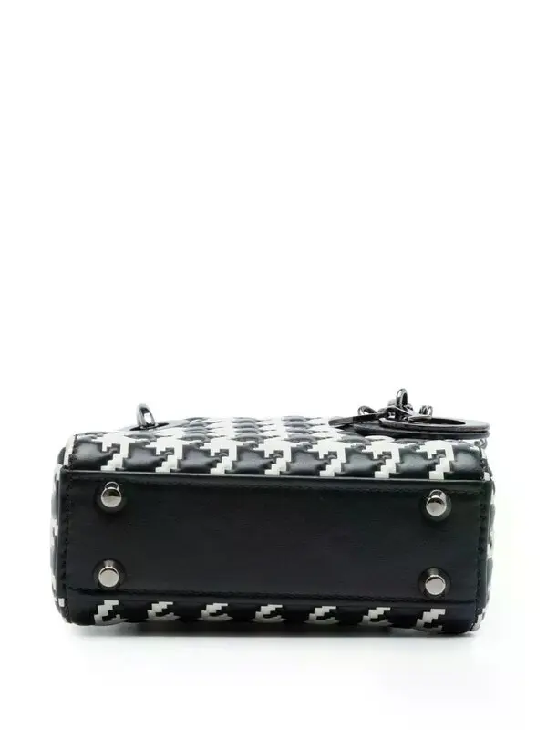 Dior 2022 Micro Calfskin Houndstooth Embossed Macro Lady Satchel