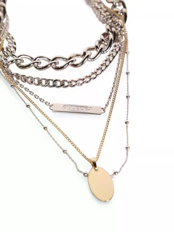 Rabanne Layered Logo-plaque Necklace