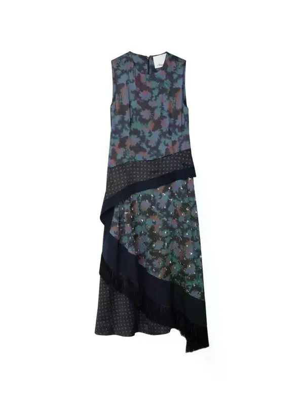 3.1 Phillip Lim Desert Flower Layered Asymmetric Midi Dress
