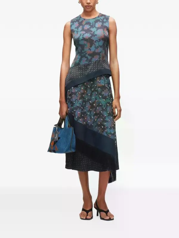 3.1 Phillip Lim Desert Flower Layered Asymmetric Midi Dress