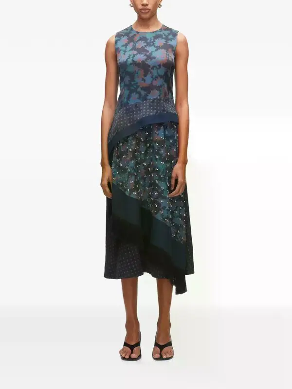 3.1 Phillip Lim Desert Flower Layered Asymmetric Midi Dress