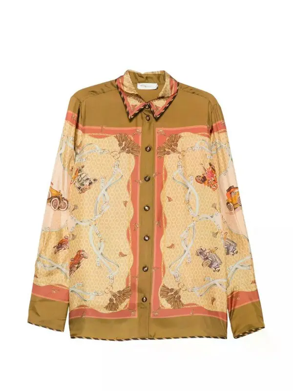 Zimmermann Valiant Scarf-print Long-sleeve Shirt