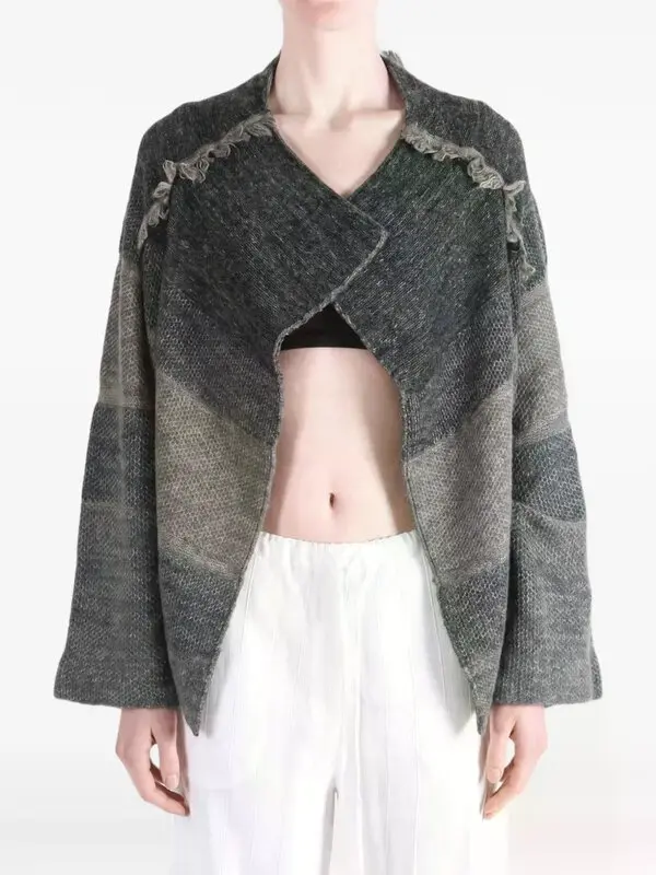 Y’s Fringe-trimmed Colour-block Cardigan