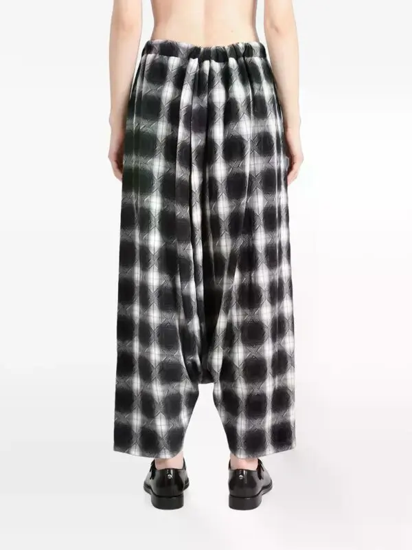 Y’s Check-print Drop-crotch Trousers