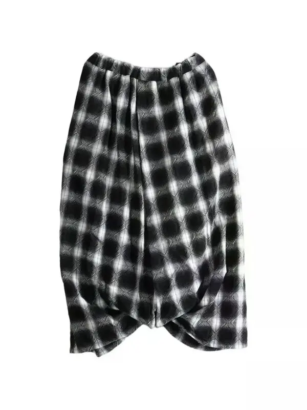 Y’s Check-print Drop-crotch Trousers