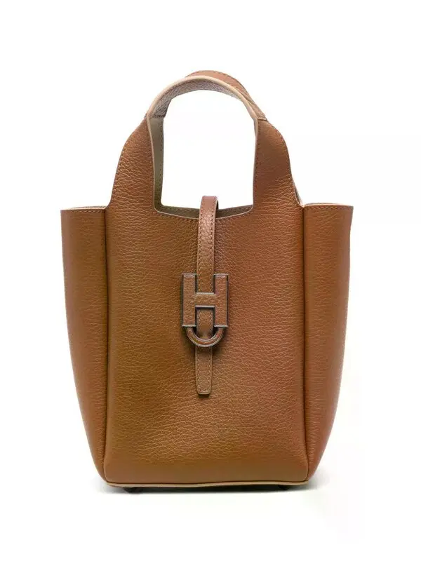 Hogan Logo-plaque Pebbled-leather Tote Bag