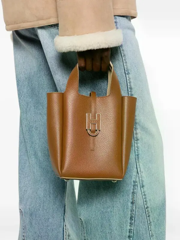 Hogan Logo-plaque Pebbled-leather Tote Bag
